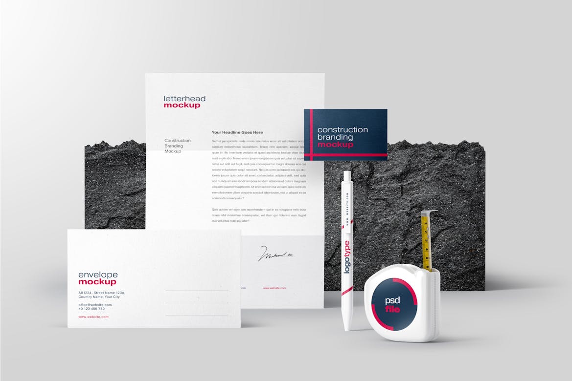Construction Branding Mockup Bundle | Premium & Free PSD Mockup Store