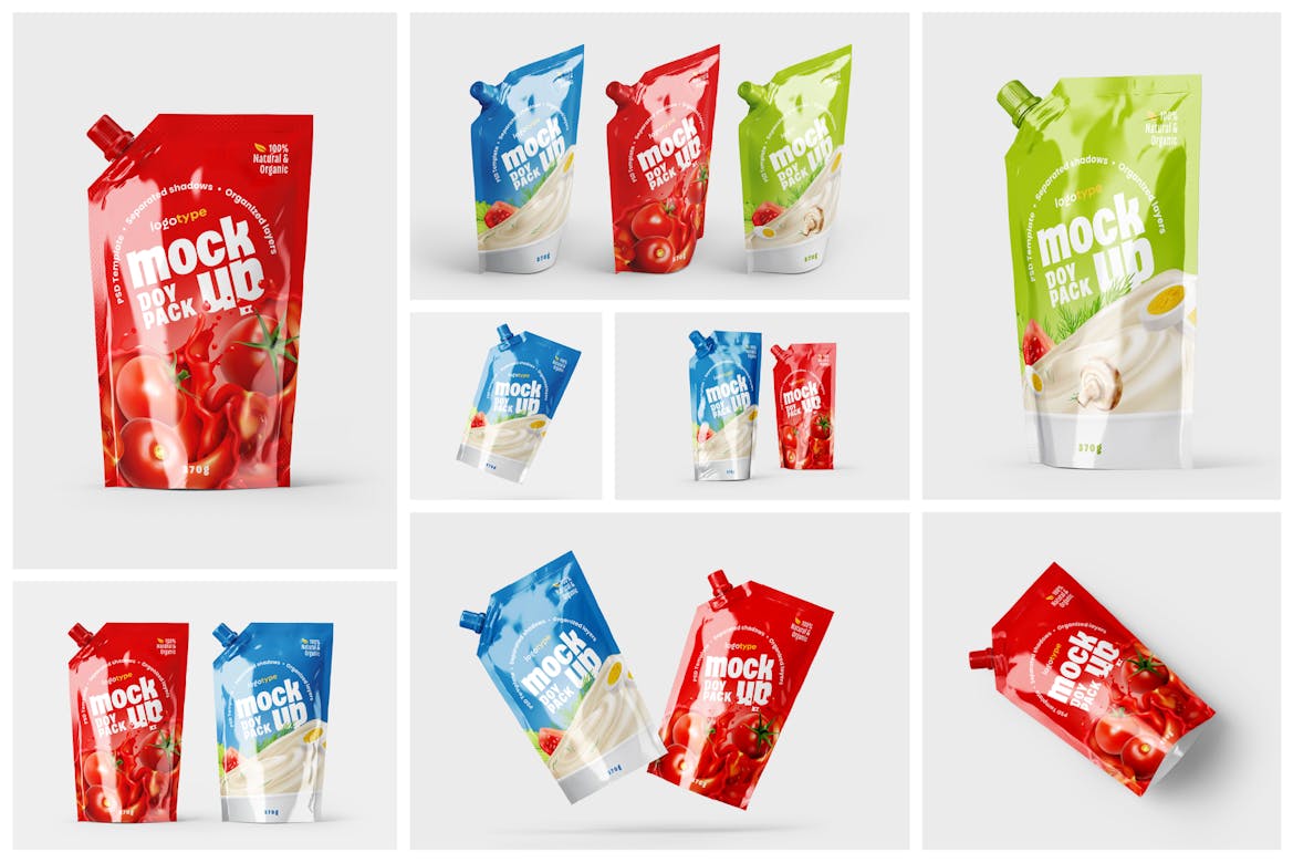 Doypack Packaging Mockup Set | Pouch | Premium & Free PSD Mockup Store