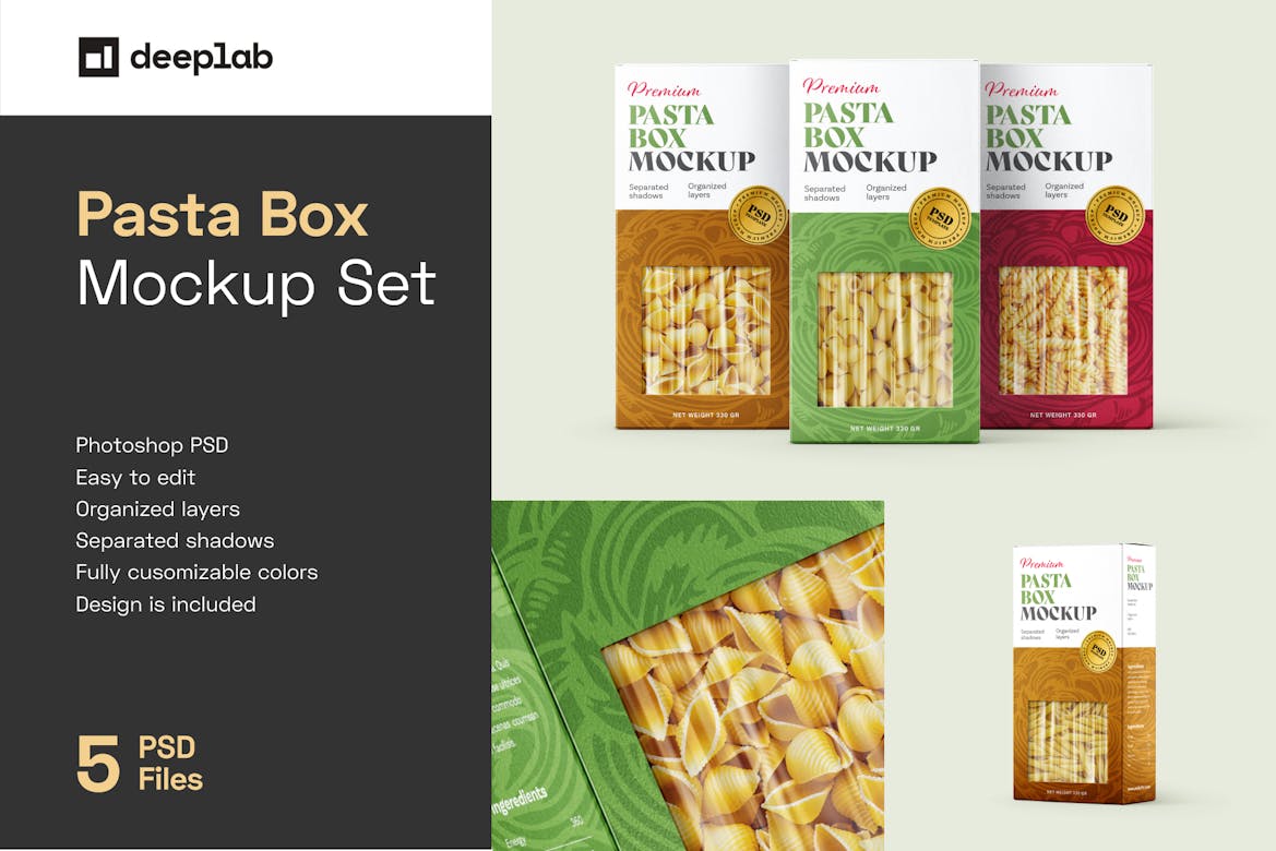Pasta Box Packaging Mockup Set | Premium & Free PSD Mockup Store