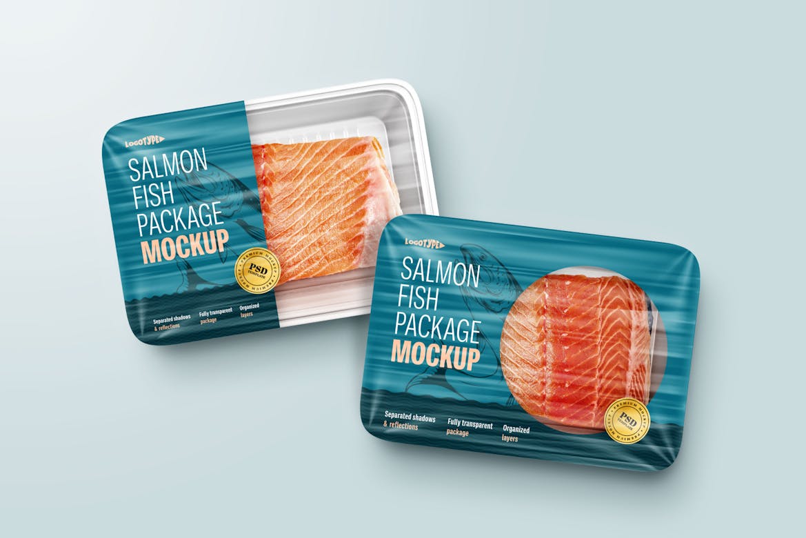 Salmon Fish Package Mockup Set | Premium & Free PSD Mockup Store