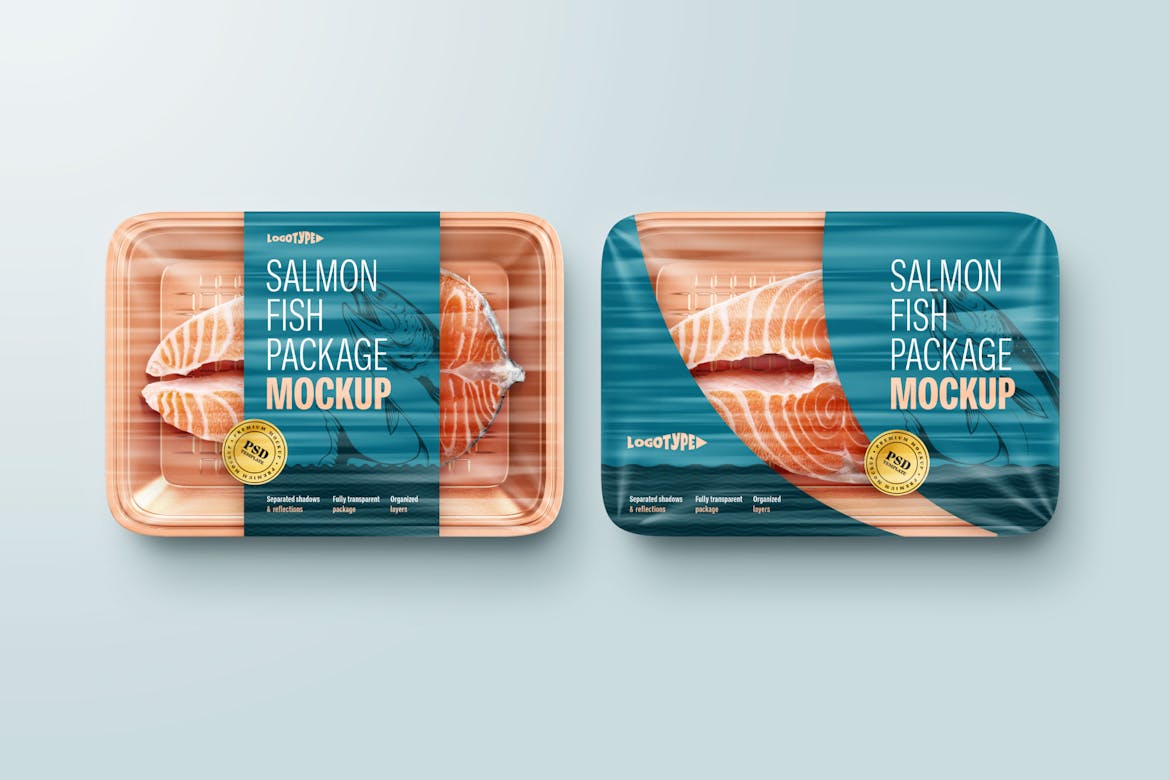 Salmon Fish Package Mockup Set | Premium & Free PSD Mockup Store