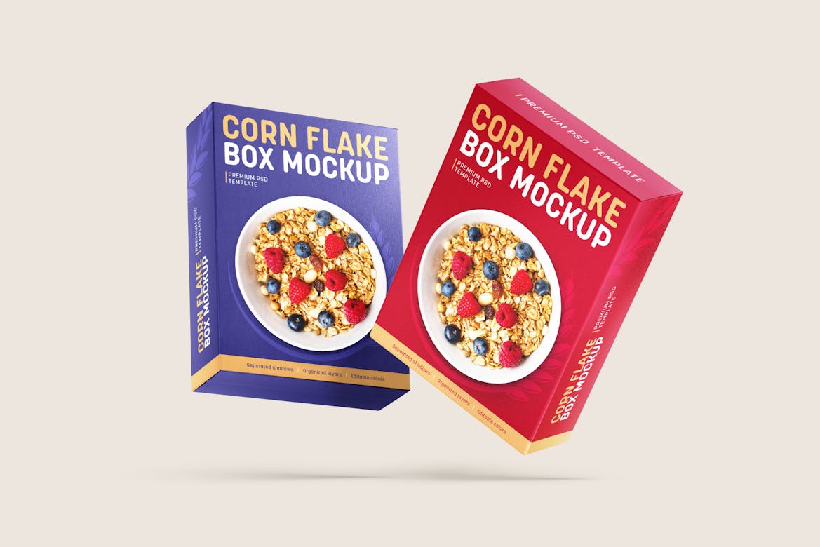 Corn Flakes Box Mockup Set | Premium & Free PSD Mockup Store