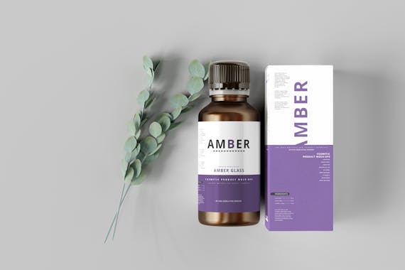 Amber Glass Cosmetic Bundle | Premium & Free PSD Mockup Store
