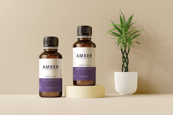 Amber Glass Cosmetic Bundle | Premium & Free PSD Mockup Store