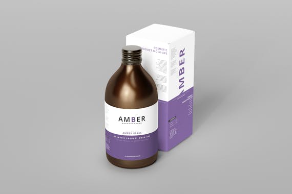 Amber Glass Cosmetic Bundle | Premium & Free PSD Mockup Store