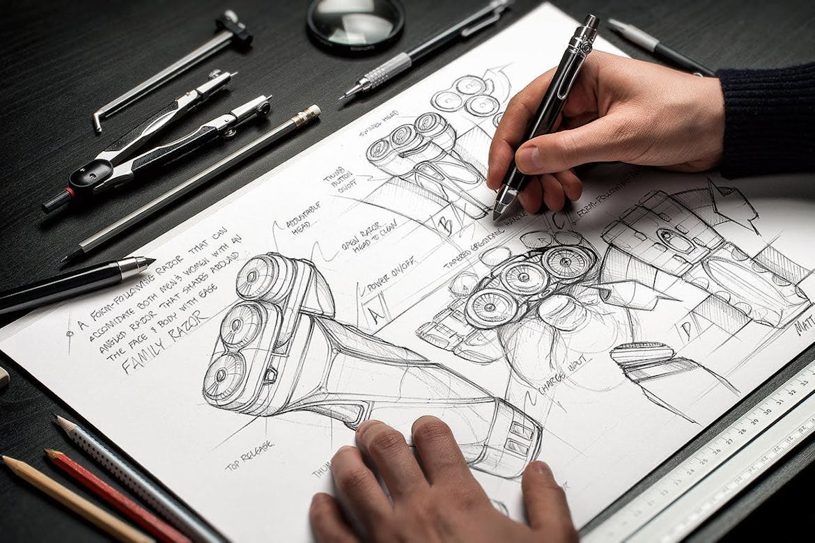 Hand Drawn Sketch Mockup Scene 03 | Premium & Free PSD Mockup Store