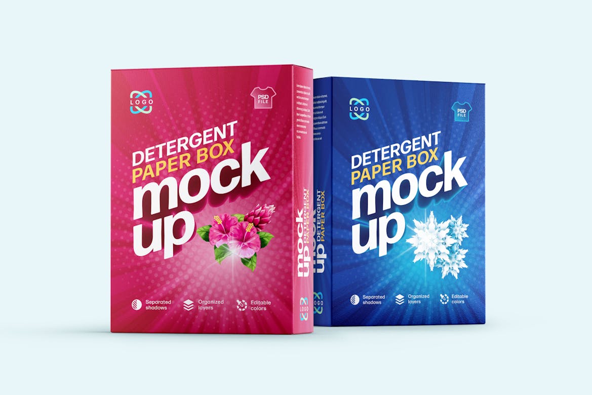 Detergent Box Packaging Mockup Set | Premium & Free PSD Mockup Store