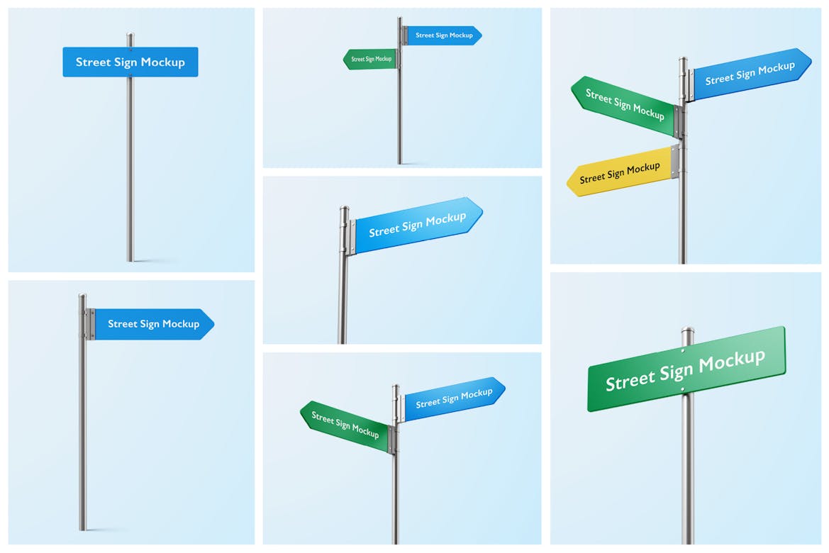 Street Direction Sign Mockup Set | Premium & Free PSD Mockup Store