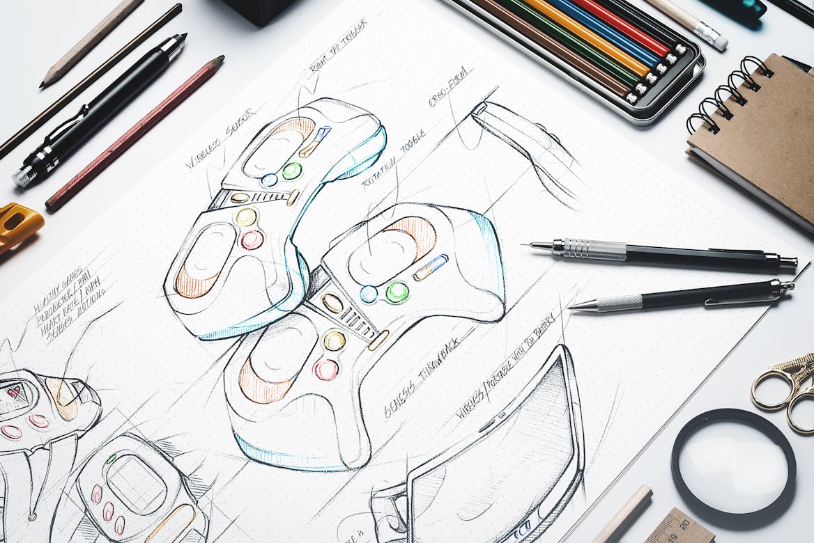 Sketch Artists Drawing Mockup Scene 07 | Premium & Free PSD Mockup Store