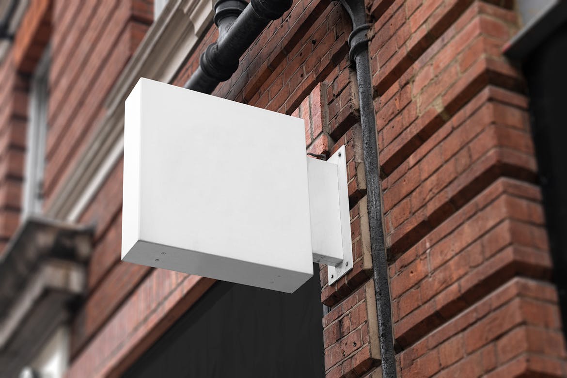 Store Sign Board Square Mockup Scene 19 | Premium & Free PSD Mockup Store