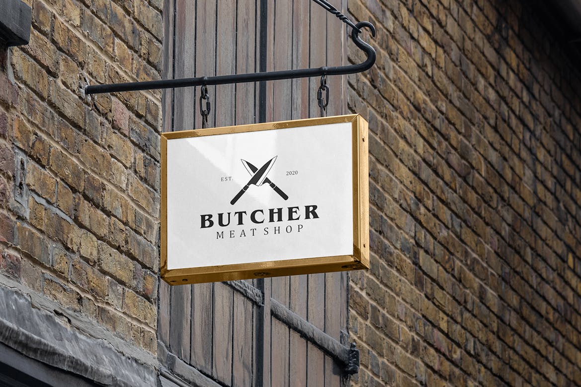 Store Sign Board City Mockup Scene 21 | Premium & Free PSD Mockup Store