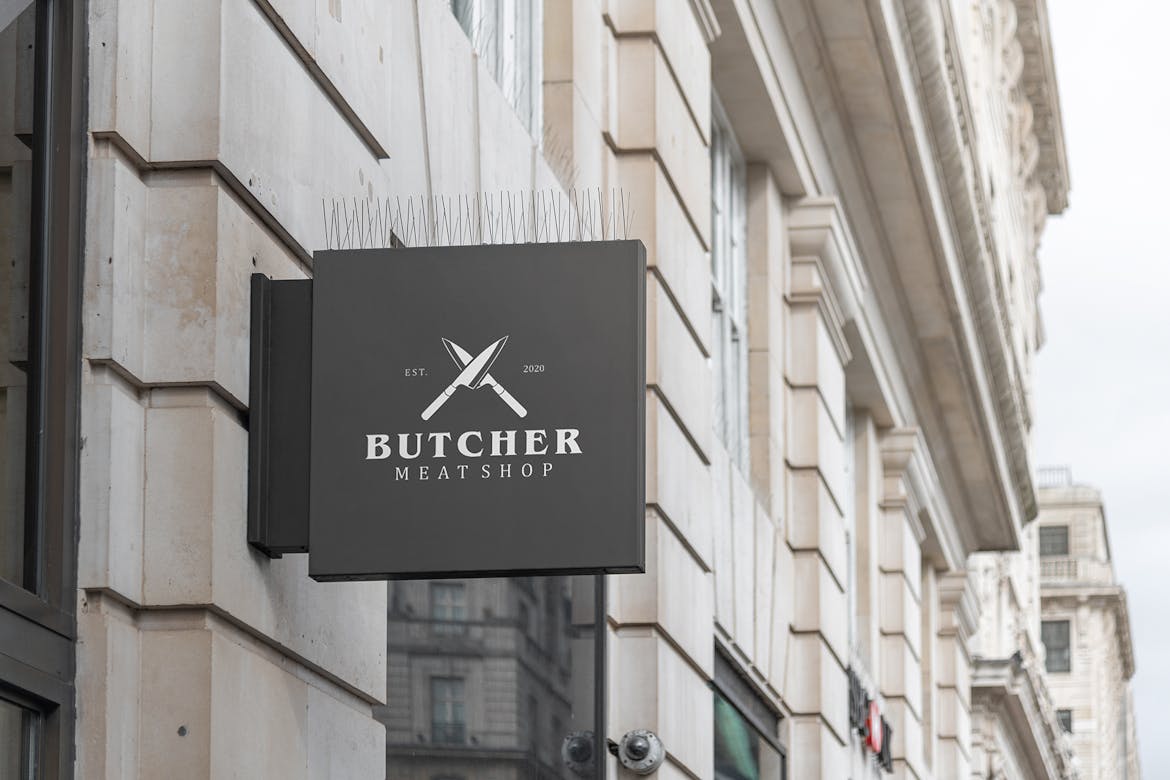 Store Sign Board Square Mockup Scene 31 | Premium & Free PSD Mockup Store