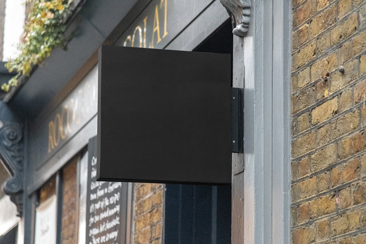 Store Sign Board Square Mockup Scene 37 | Premium & Free PSD Mockup Store