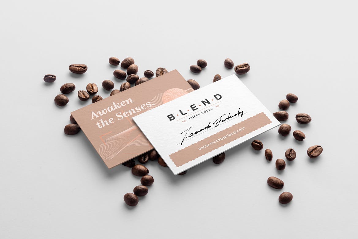 Coffee Business Card Mockup Scene 28 | Premium & Free PSD Mockup Store