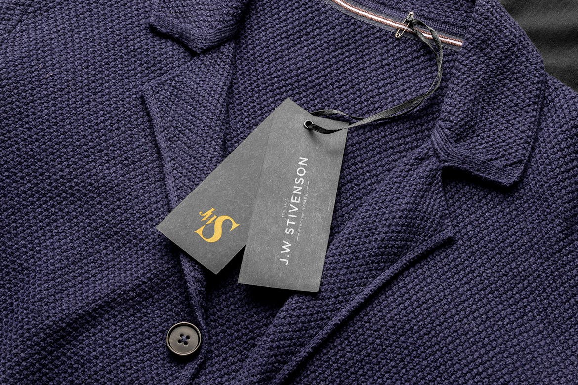 Cardigan Jacket Tag Label Mockup Scene 14 | Premium & Free PSD Mockup Store