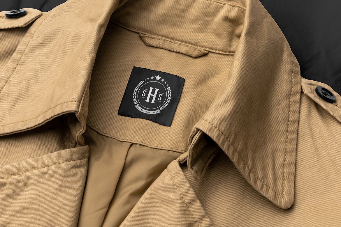 Trench Jacket Label Closeup Mockup Scene 32 | Premium & Free PSD Mockup ...