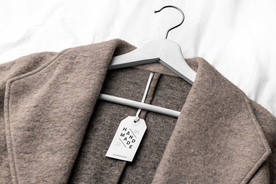 Wool Coat Tag Mockup Scene 33 | Premium & Free PSD Mockup Store