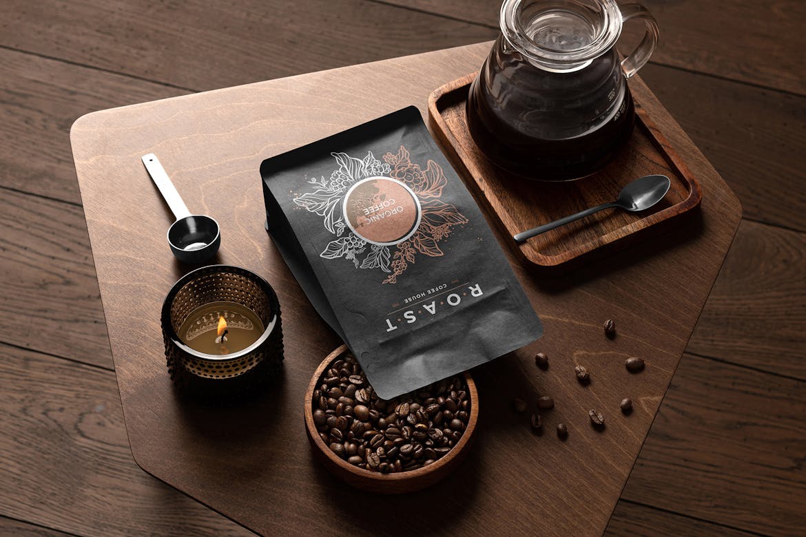 Roast Coffee Packaging Mockup Scene 05 | Premium & Free PSD Mockup Store