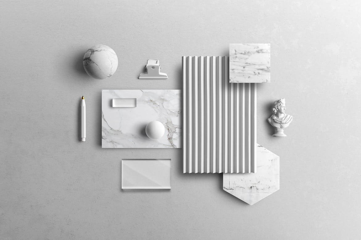 Marble Materials Mood Board Scene 08 | Premium & Free PSD Mockup Store