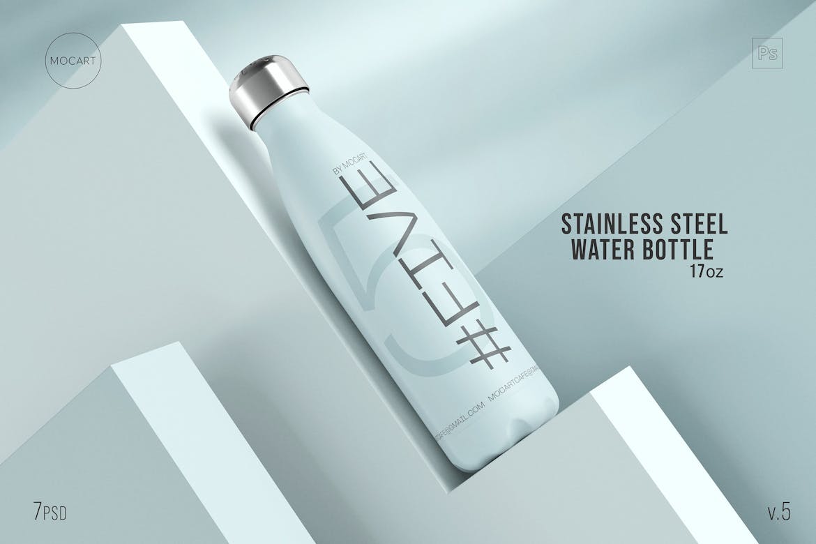 Stainless Steel Water Bottle Mockup | Premium & Free PSD Mockup Store
