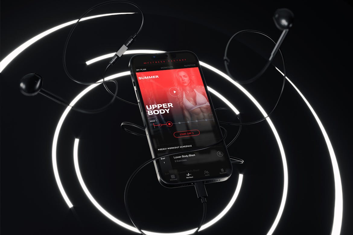 Smartphone With Headphones Mockup | Premium & Free PSD Mockup Store