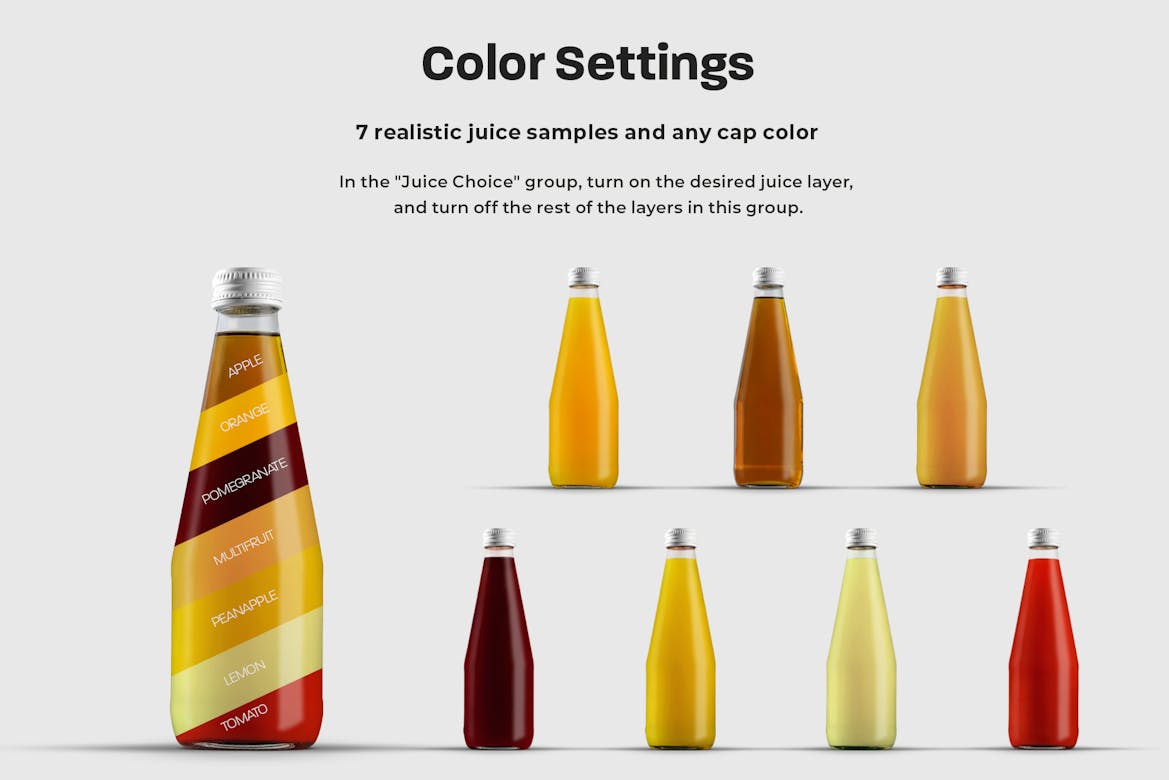 3 Mockup Glass Juice Bottle. 7 juice samples for each bottle | Premium ...