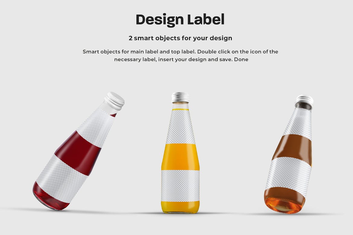 3 Mockup Glass Juice Bottle. 7 juice samples for each bottle | Premium ...