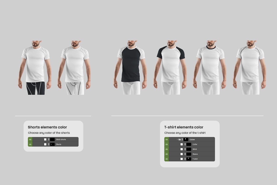 7 Men's Mockups T-Shirt and Compression Shorts | Premium & Free PSD ...