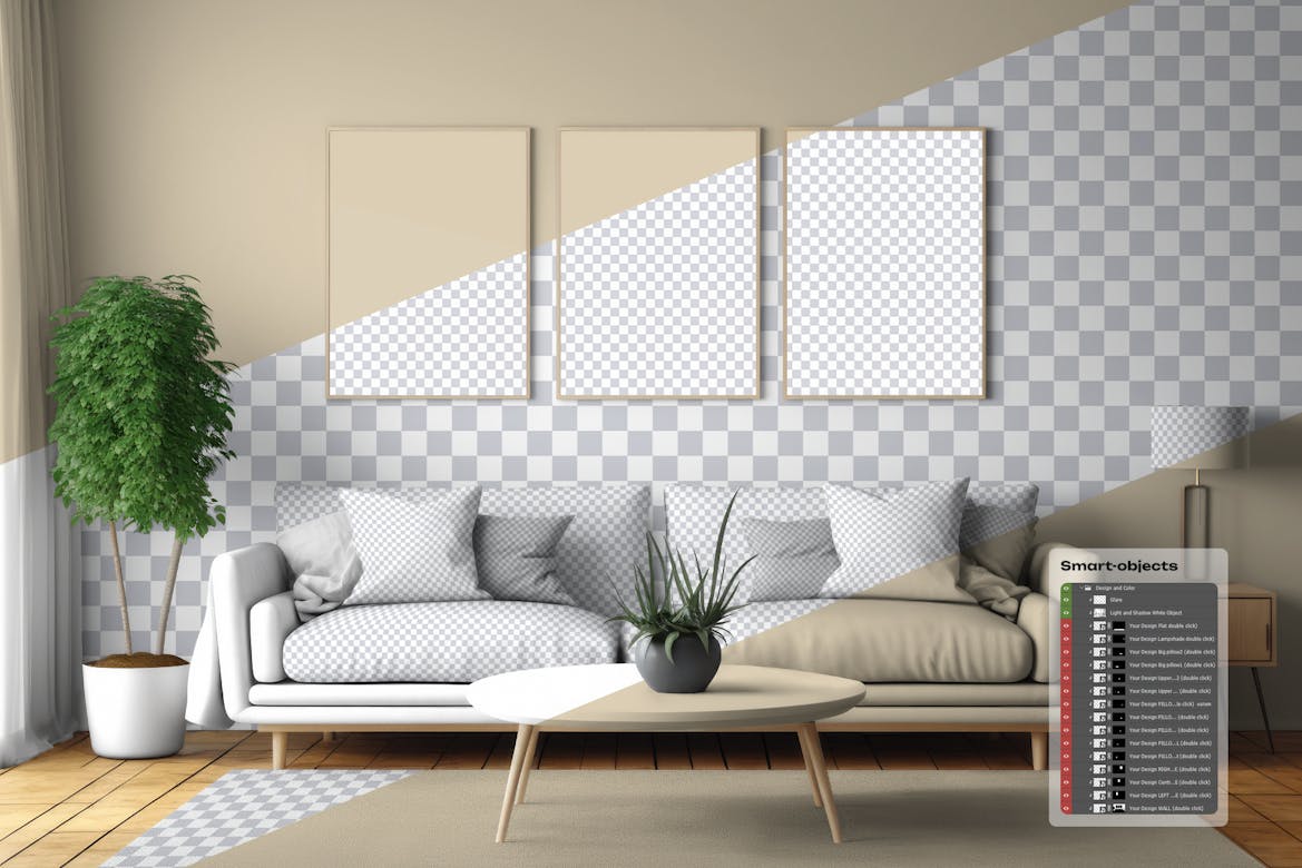 3 Mockups of Frames in the Interior. AI Generated | Premium & Free PSD ...