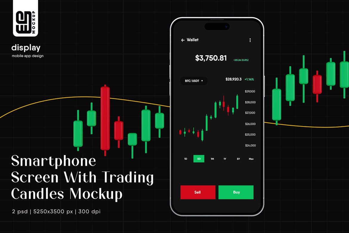 Smartphone Screen With Trading Candles Mockup | Premium & Free PSD ...