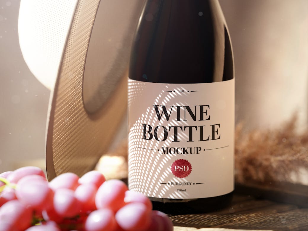 Wine Bottle Mock-Up Scene | Premium & Free PSD Mockup Store