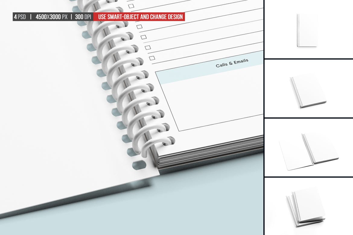 Coil Bound Book Mockup | Premium & Free PSD Mockup Store