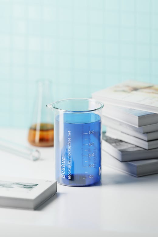 Beaker Mockups in a Laboratory Background | Premium & Free PSD Mockup Store