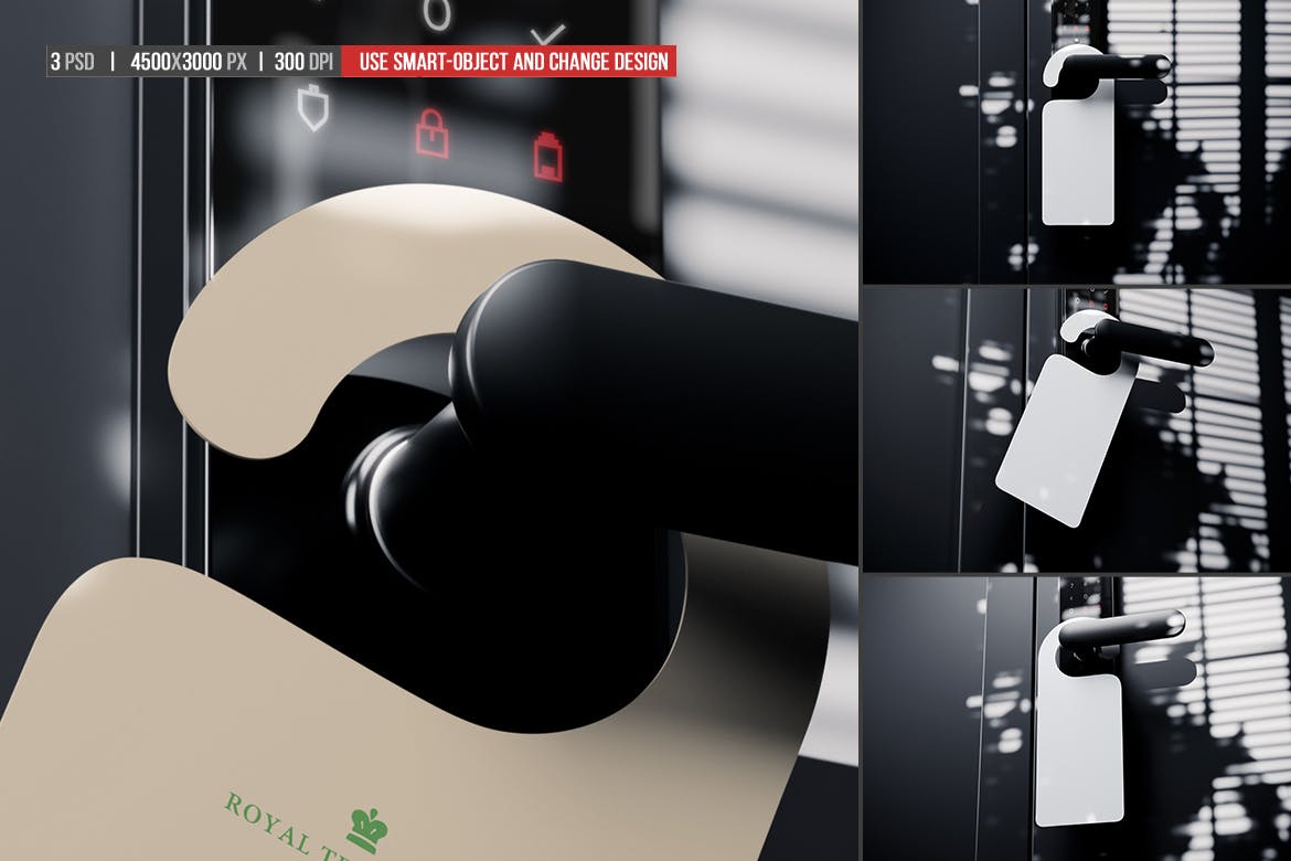 Door Hanger on the Hotel Door Handle Mockup | Premium & Free PSD Mockup ...