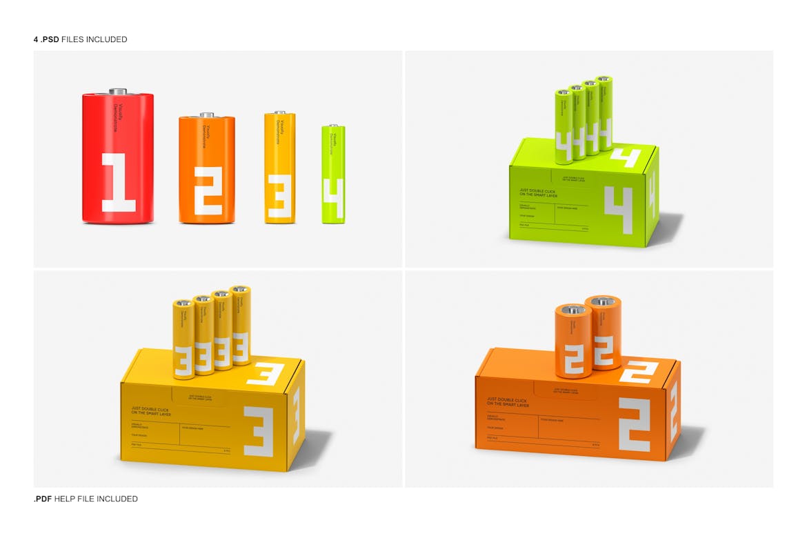 Battery Packaging Mockup Set | Premium & Free PSD Mockup Store