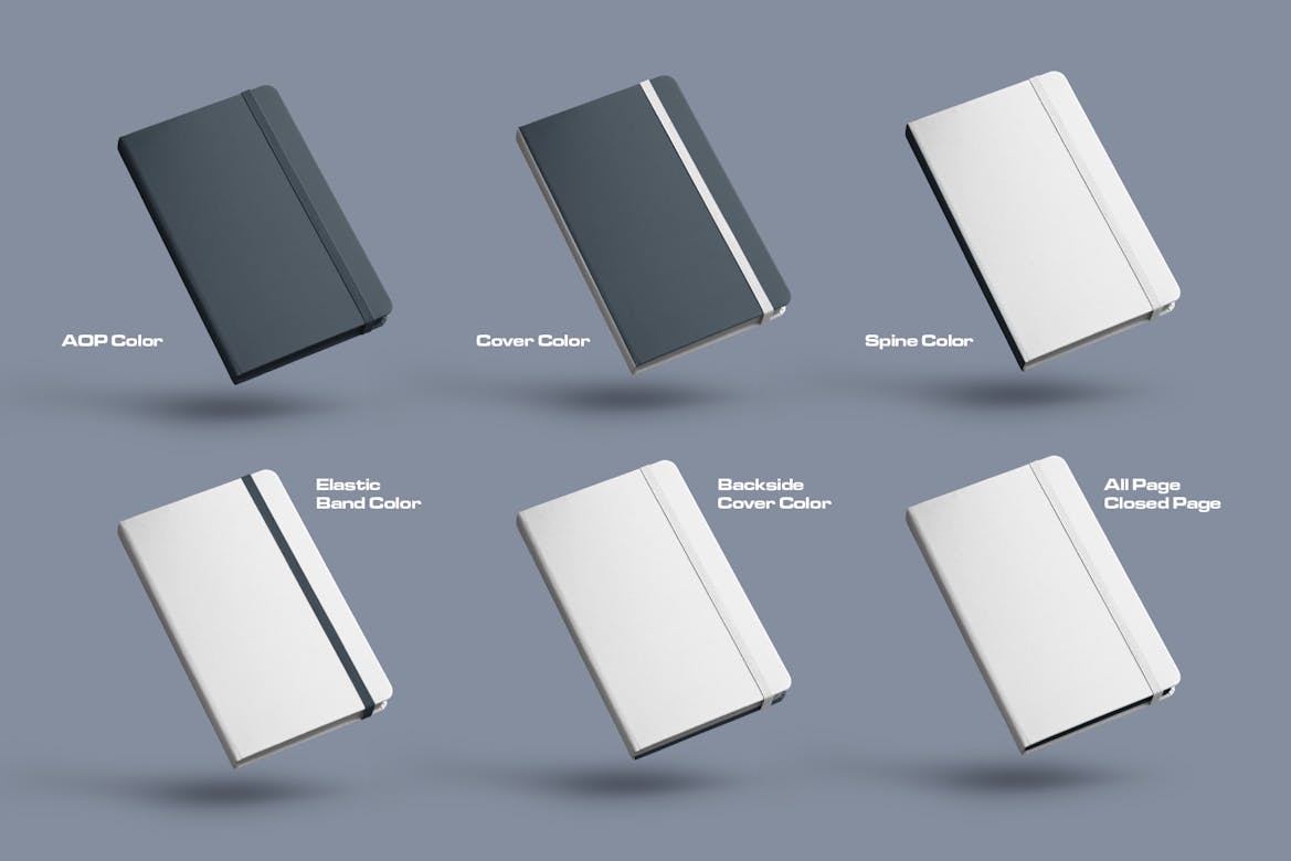6 Mockups of Classic Notebook with Band and Hard Cover | Premium & Free ...