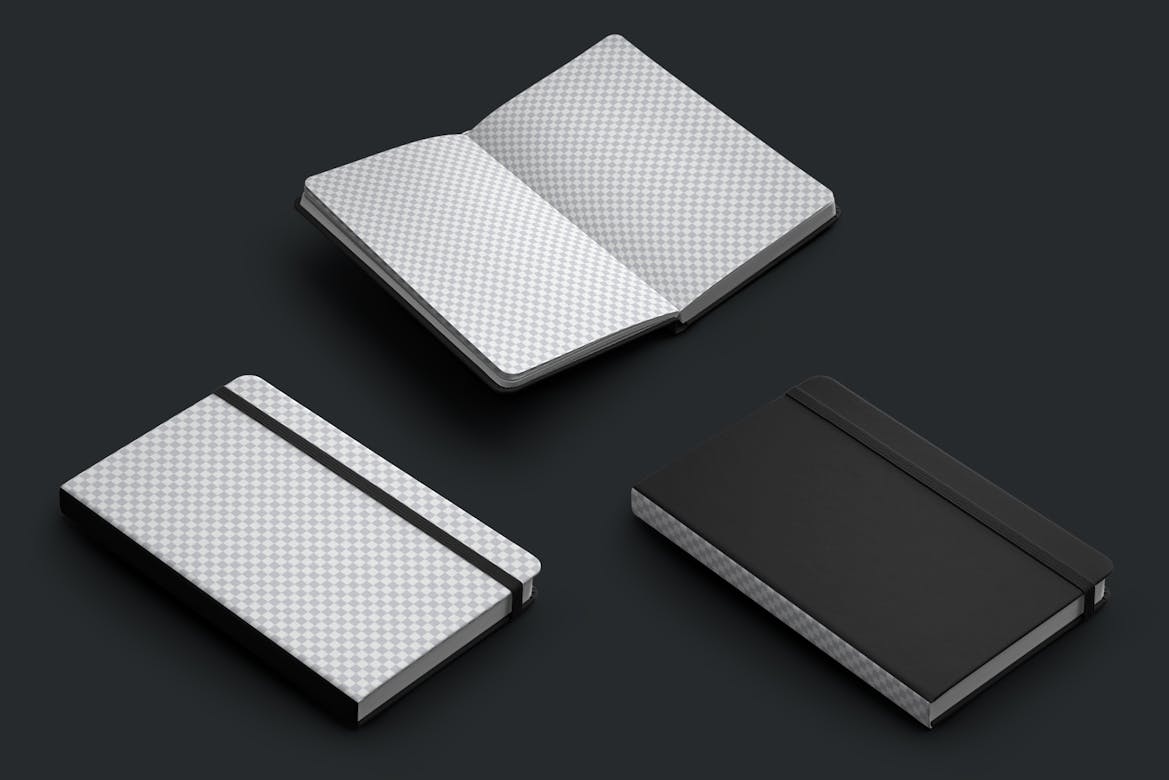 6 Mockups of Classic Notebook with Band and Hard Cover | Premium & Free ...