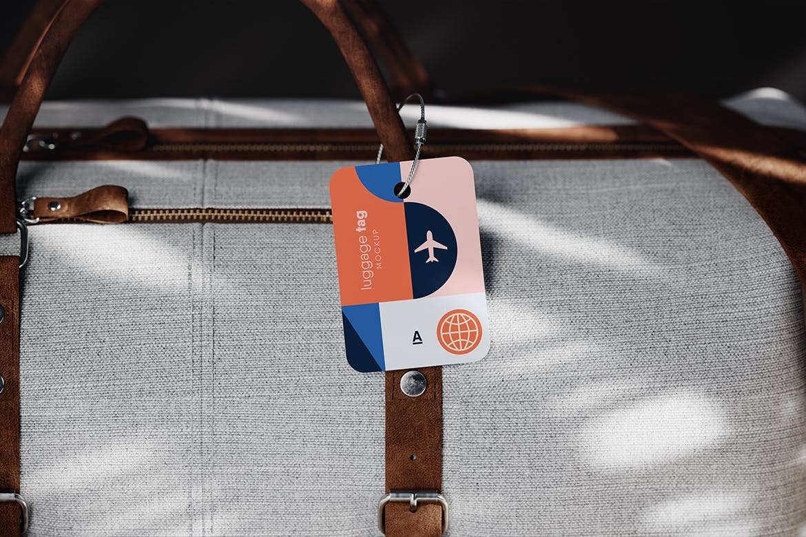 Luggage Tag with Cable Loop Mockup | Premium & Free PSD Mockup Store