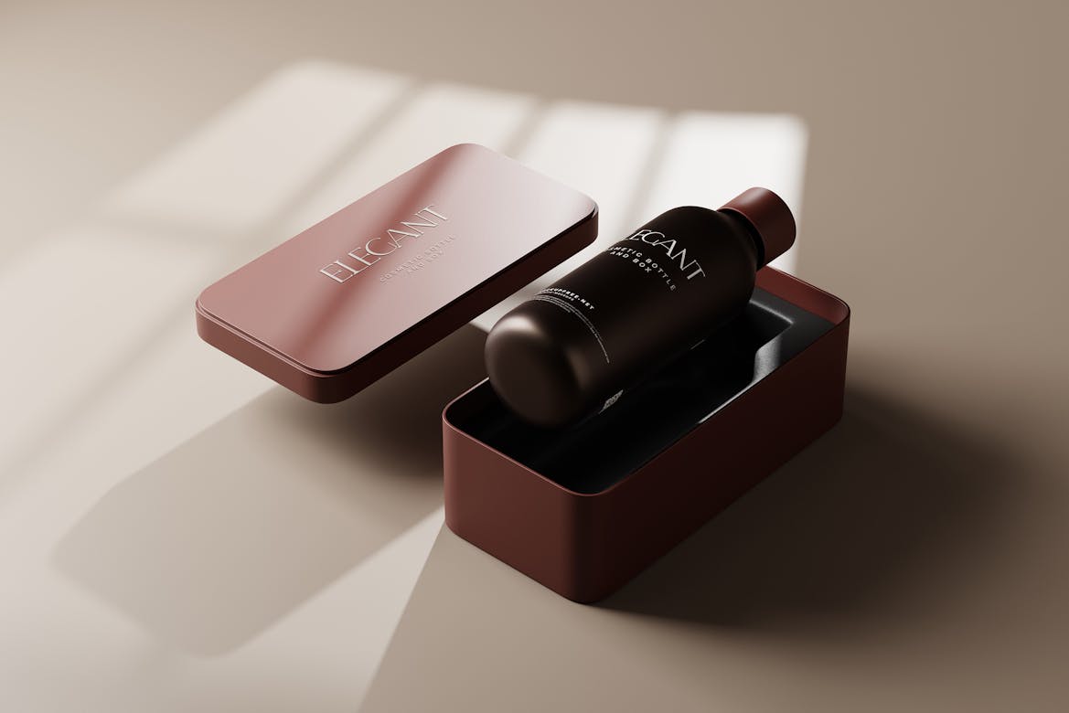 Metallic Box and Glass Bottle Packaging Mockups | Premium & Free PSD ...