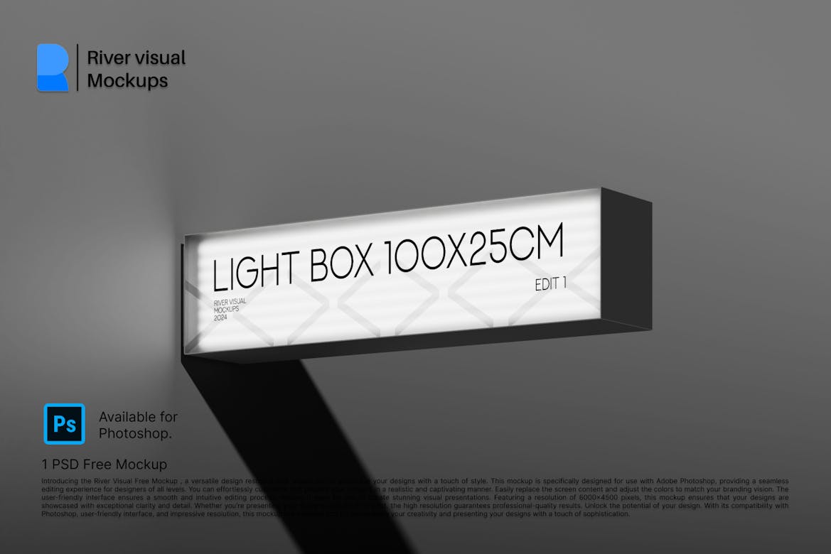 Light Box 100x25 | Premium & Free PSD Mockup Store