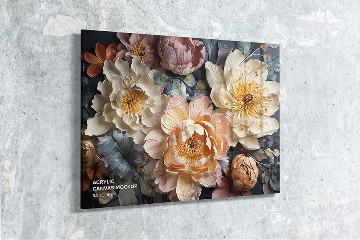 Acrylic Landscape Canvas Ratio 4x3 Mockup | Premium & Free PSD Mockup Store