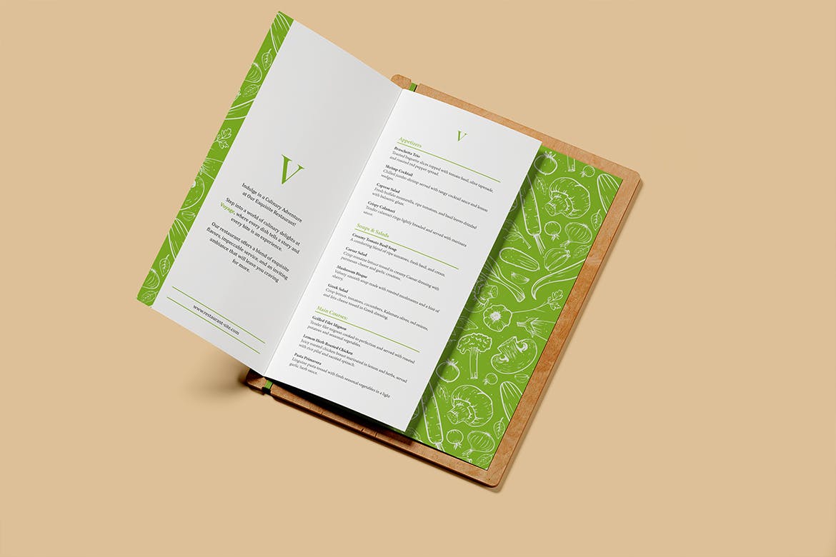 Folded Menu on Wooden Board with Elastic Band Mockup | Premium & Free ...