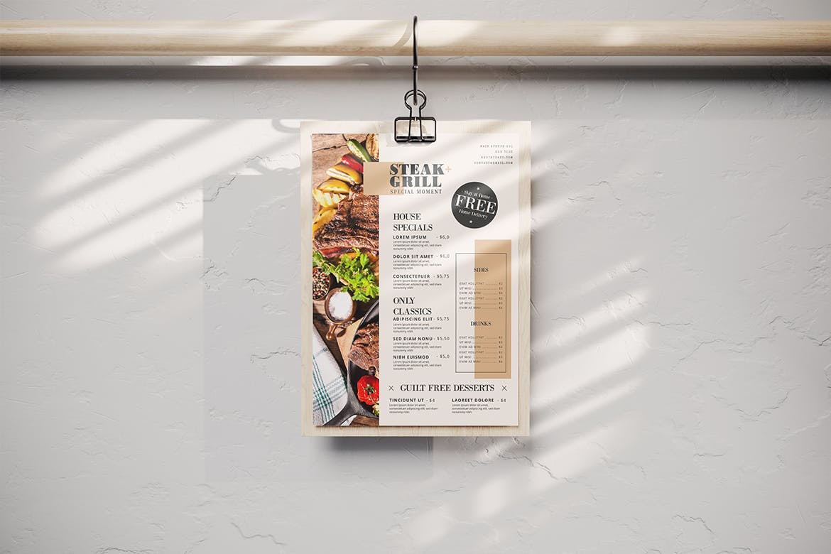 Wooden Clipboard Menu Mockup | Premium & Free PSD Mockup Store