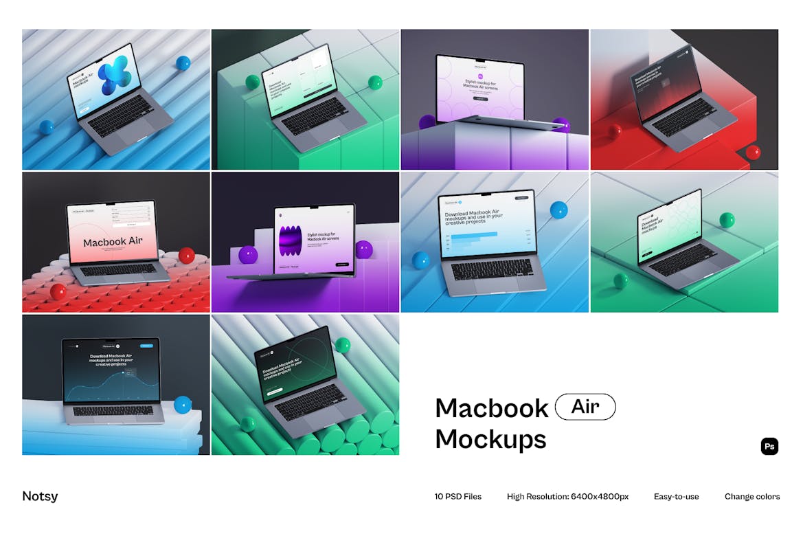 Notsy - Macbook Air Mockups Part.1 | Premium & Free PSD Mockup Store