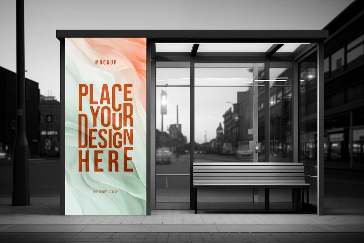 Bus Stop Poster Mockup Generated with AI | Premium & Free PSD Mockup Store