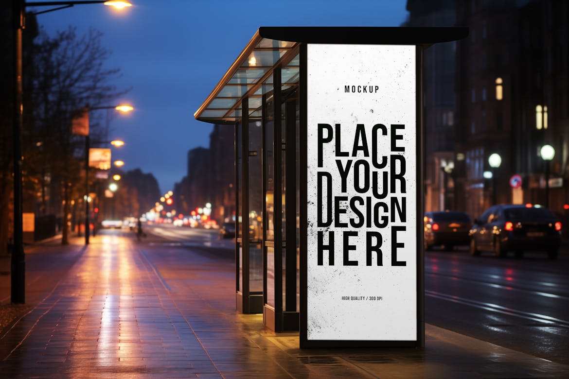 Bus Stop Poster Mockup Generated with AI | Premium & Free PSD Mockup Store