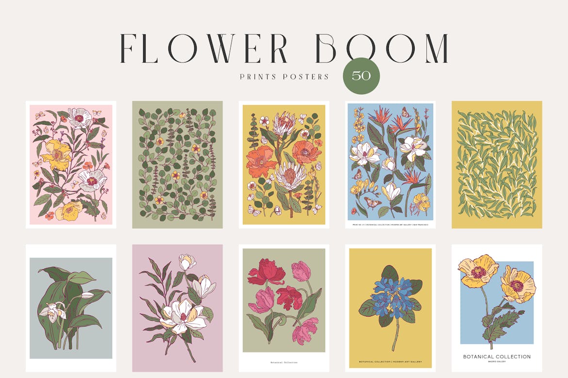 Flower Boom Prints Posters | Premium & Free PSD Mockup Store