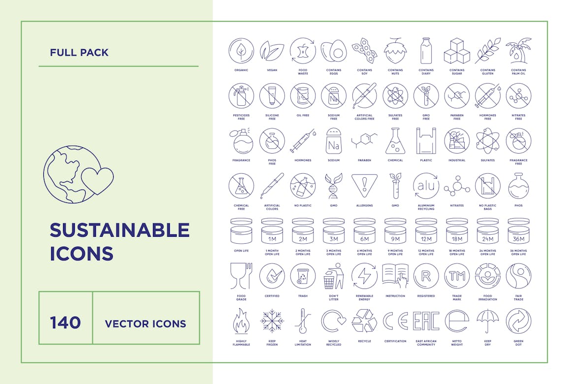 Sustainable Line Icon Set | Premium & Free PSD Mockup Store