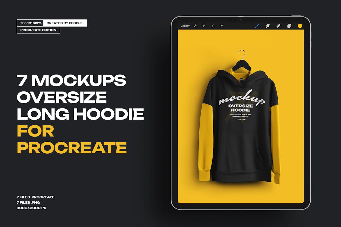 7 Mockups Oversize Long Hoodies For Procreate on iPad | Premium & Free ...