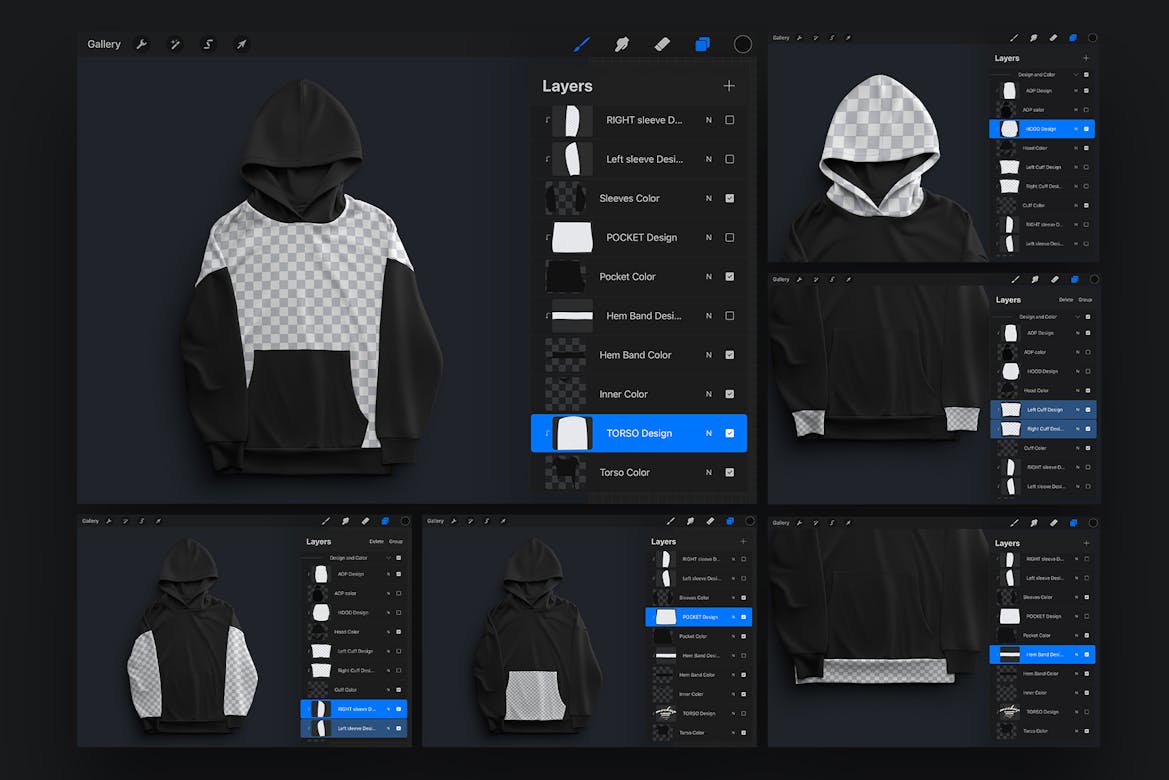 7 Mockups Oversize Long Hoodies For Procreate on iPad | Premium & Free ...